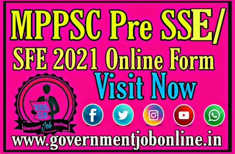 Mppsc Pre Sse Sfe 2021 Online Form Apply Now Fast