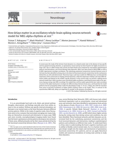 Pdf How Delays Matter In An Oscillatory Whole Brain Spiking Neuron
