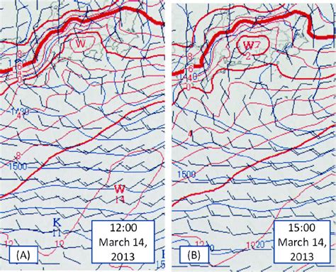 Upper Level Weather Maps Of Height Air Temperature Wind Direction And Download Scientific