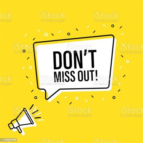 남성 손 들고 메가 폰 연설 거품을 놓치지 마세요 스피커 비즈니스 마케팅 및 광고를 위한 배너입니다 벡터 일러스트입니다 세일에 대한 스톡 벡터 아트 및 기타 이미지 Istock