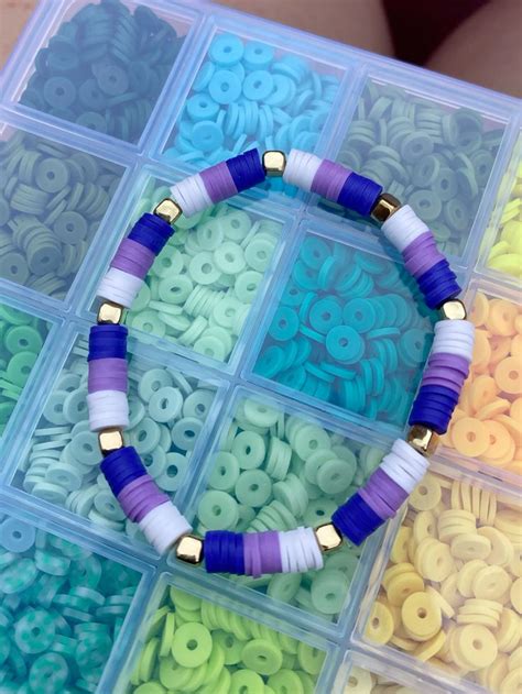 Purple Clay Bead Bracelet Beaded Bracelets Clay Beads Beaded