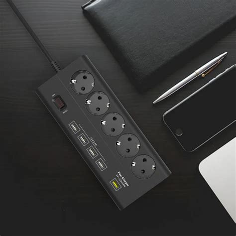 Aliexpress Com Buy European 5 Gang USB Power Strip Surge Protector Quick Charge 3 0 USB Port