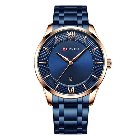 Curren 8356 Classic Round Dial Blue Chain Mens Analog Watch