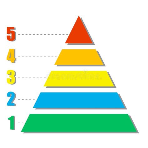 Colorful Pyramid Chart Five Numbered Layers Hierarchical Structure