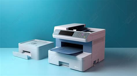 전문적인 사무실 환경에서 다기능 프린터와 스캐너를 갖춘 3d 일러스트레이션의 배경 스캐너 배경 컴퓨터 사무실 배경 다기능 배경 이미지 Hd 스캐너 컴퓨터 사무실