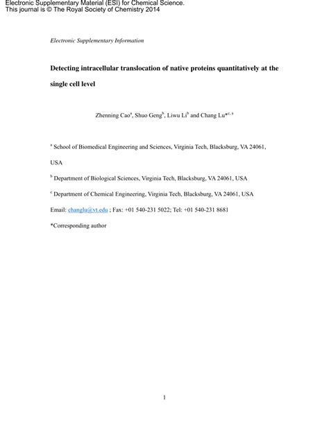 Pdf Detecting Intracellular Translocation Of Native Proteins Quantitatively At The Single Cell