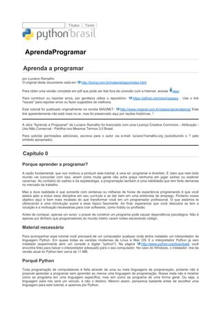 Aprenda A Programar Python PDF Descubra O Mundo Das Apostas Online A Playpix Codigo