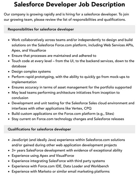 Salesforce Developer Job Description Velvet Jobs