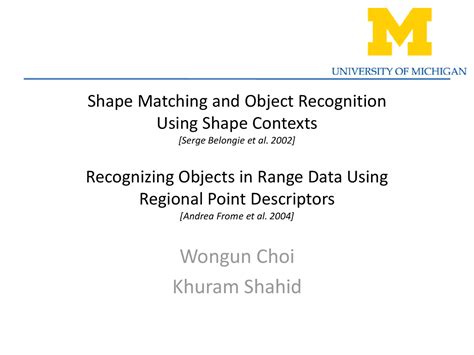 Shape Matching And Object Recognition Using Shape Contexts Eecs 598 Docsity
