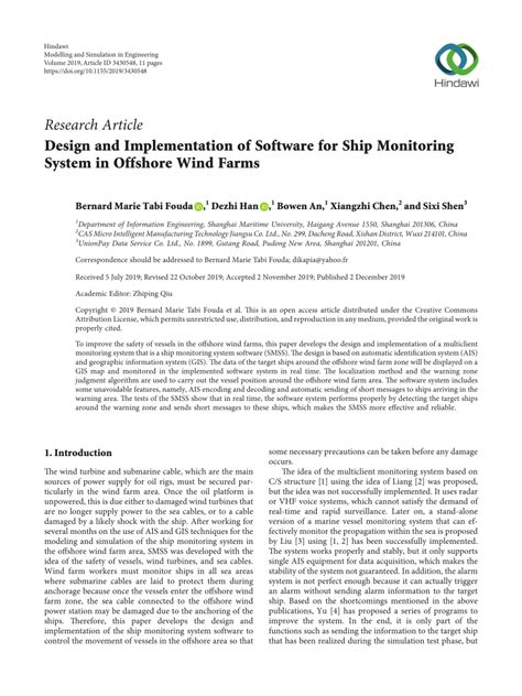 Pdf Design And Implementation Of Software For Ship Monitoring System In Offshore Wind Farms