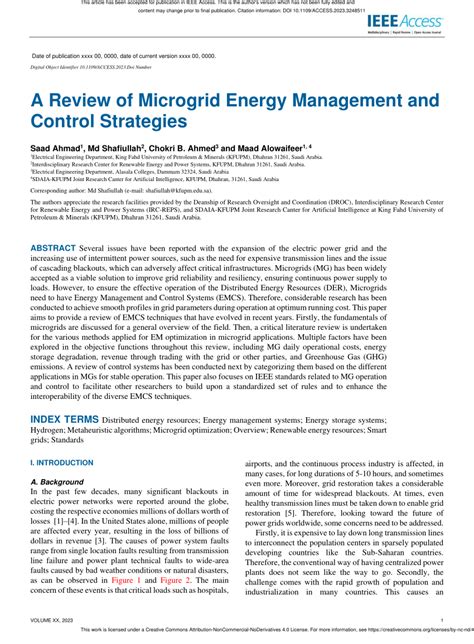 Pdf A Review Of Microgrid Energy Management And Control Strategies