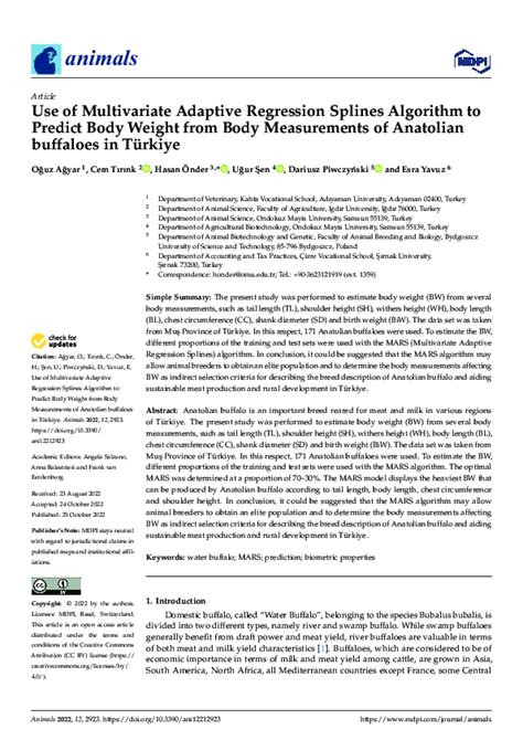 pdf use of multivariate adaptive regression splines algorithm to