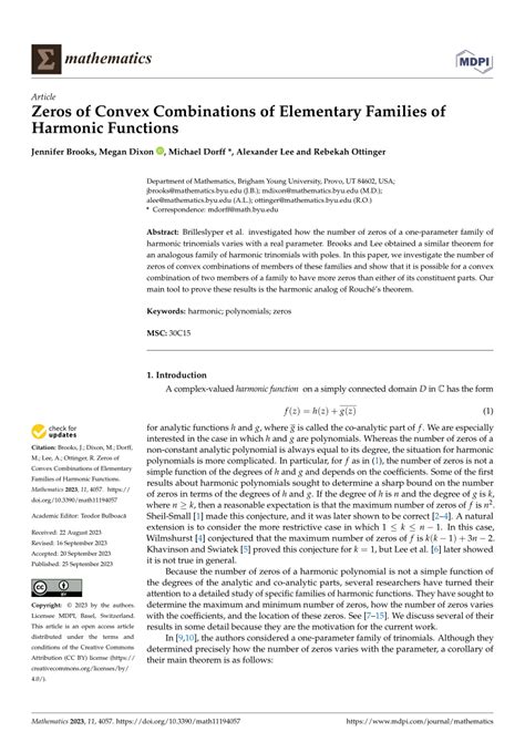 PDF Zeros Of Convex Combinations Of Elementary Families Of Harmonic Functions