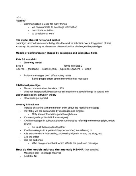 Comm Lecture Notes 1 The Digital Street And Networked Public To Boyds