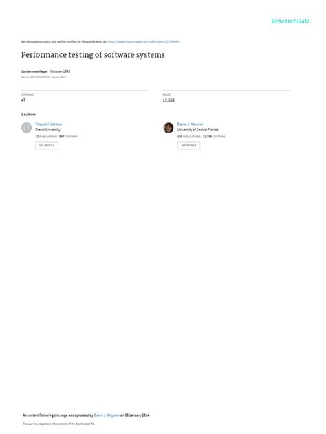 Performance Testing Of Software Systems 1 Pdf System Computer Network