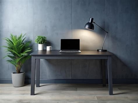Minimalist Working Table With A Laptop Premium AI Generated Image