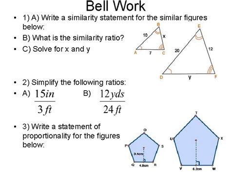 Bell Work 1 A Write A Similarity Statement