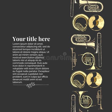 Template With Brass Musical Instrument Stock Vector Illustration Of