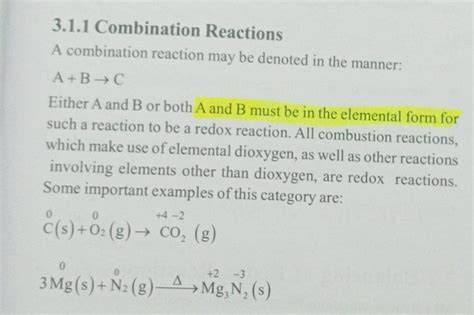 3 1 1 Combination Reactionsa Combination Reaction May Be Denoted In The