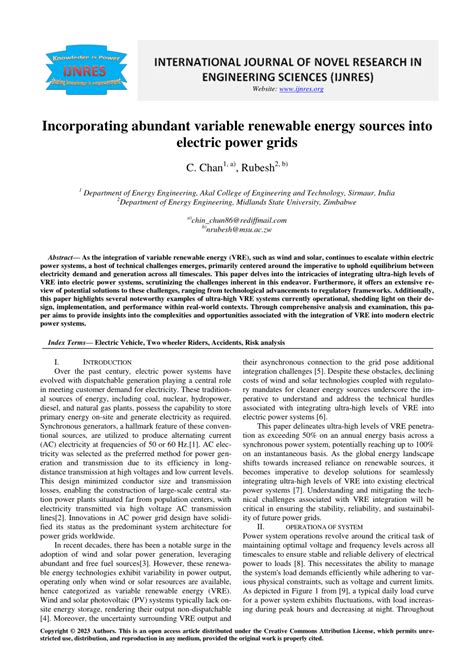 Pdf Incorporating Abundant Variable Renewable Energy Sources Into Electric Power Grids