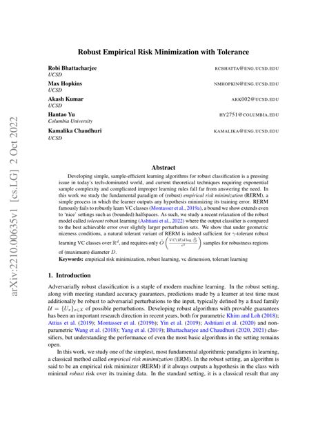 Pdf Robust Empirical Risk Minimization With Tolerance