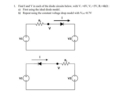 Solved Find I And V In Each Of The Diode Circuits Below Chegg Com