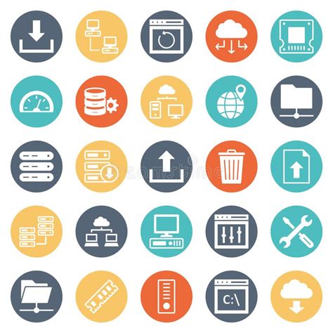 Database Server And Location Icons Set Every Icon Can Easily Modify Or Edit Stock Vector