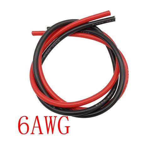 1 미터 레드 1 미터 블랙 6awg 실리콘 케이블 구리 전기 와이어 소프트 실리콘 케이블 6 Awg 자동차 배터리와이어