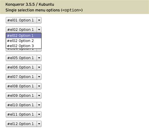 styling single selection menu control options option elements with