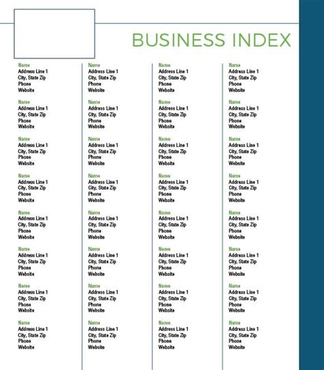 Index Template Excel