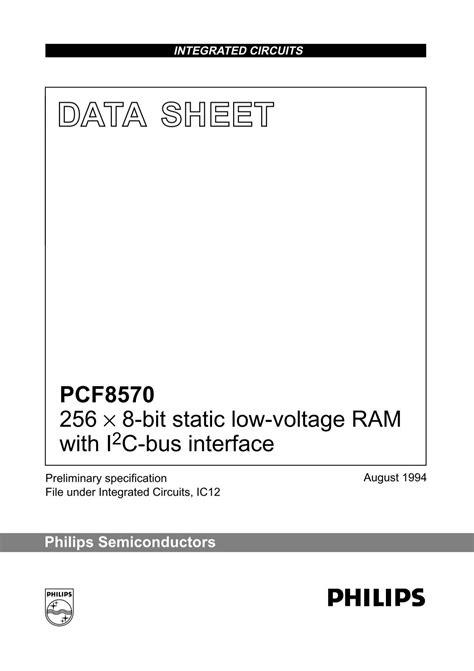 256 X 8 Bit Static Low Voltage RAM With I2C Bus Interface
