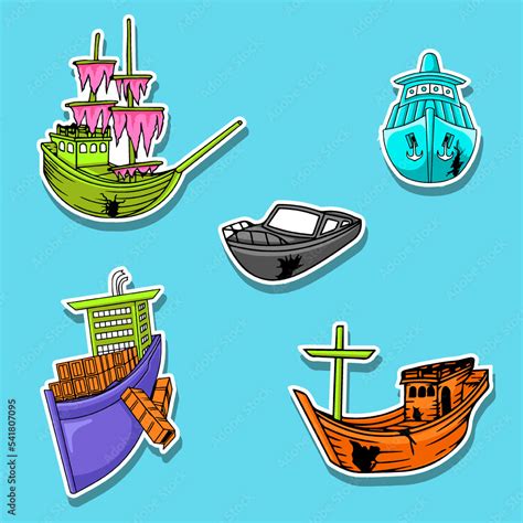 Vecteur Stock Set Of Different Types Of Boats And Boats Isolated