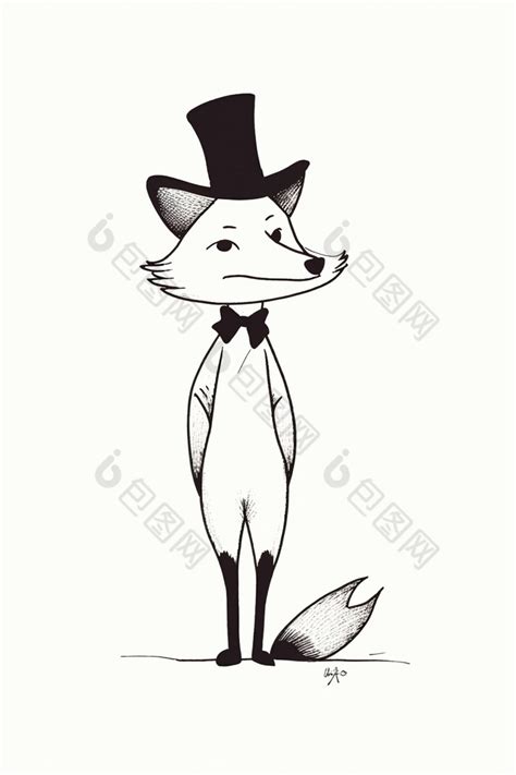 涂鸦狐狸全身插画图片 包图网
