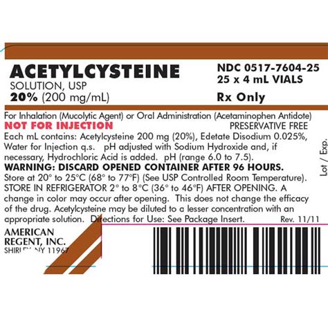 Acetylcysteine Inhalation Solution Acetaminophen Antidote