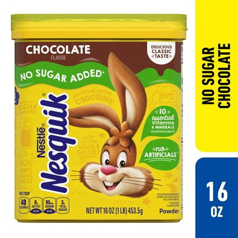 Nestlé Nesquik No Sugar Added Chocolate Milk Powder Mix 16 Oz Can