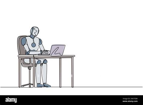 Continuous One Line Drawing Robot Working Typing And Sending Messages