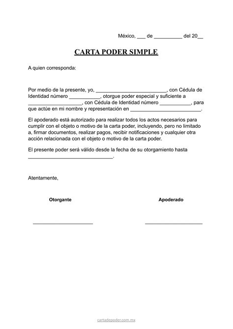 ᐅ Carta Poder Simple 15 Ejemplos En Word Pdf Gratis ️