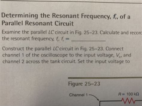 Solved Determining The Resonant Frequency F Of A Parallel Chegg