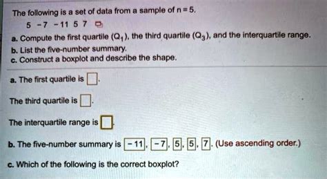 SOLVED The Following Is A Set Of Data From Sample Ofn Compute