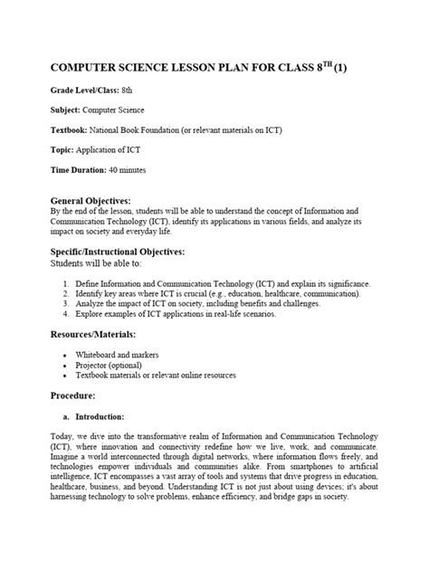 Computer Science Lesson Plan For Class 8th Pdf Cybercrime