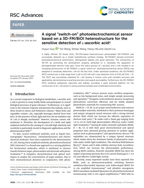 Pdf A Signal “switch On” Photoelectrochemical Sensor Based On A 3d Fm