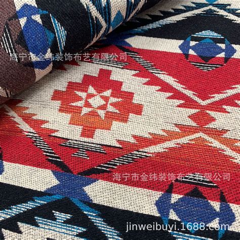 厂家直销色织涤棉几何提花 名族风 服装 箱包 鞋帽 抱枕混纺 阿里巴巴