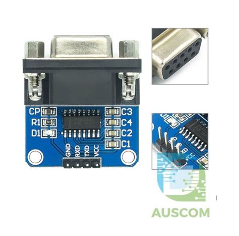 Max3232 Rs232 To Ttl Serial Converter Module Db9 Connector 3 3v 5v Mcu Plc Stm32 Auscom