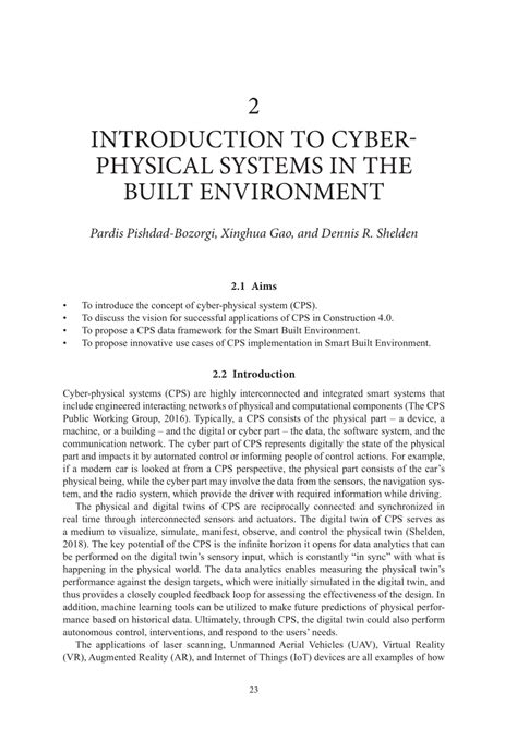 Pdf Introduction To Cyber Physical Systems In The Built Environment