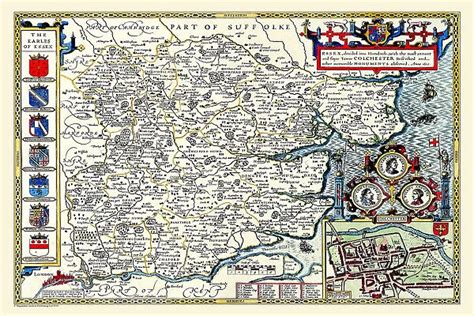 Old County Map Of Essex 1611 By John Speed Our Beautiful Wall Art And Photo Ts Include Framed