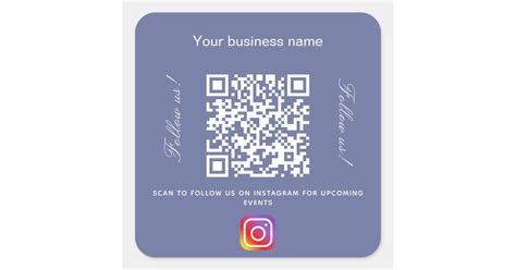 Blue Business Name Qr Code Instagram Square Sticker Zazzle