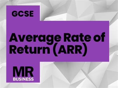 Average Rate Of Return Arr Finance Teaching Resources