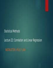 Correlation And Linear Regression Pptx Statistical Methods Lecture