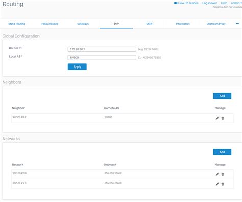 Sophos Firewall Configure Bgp