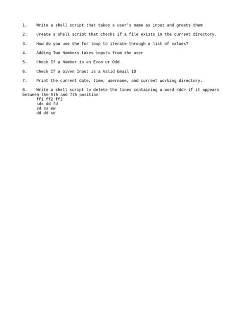 Shell Script Programs Pdf